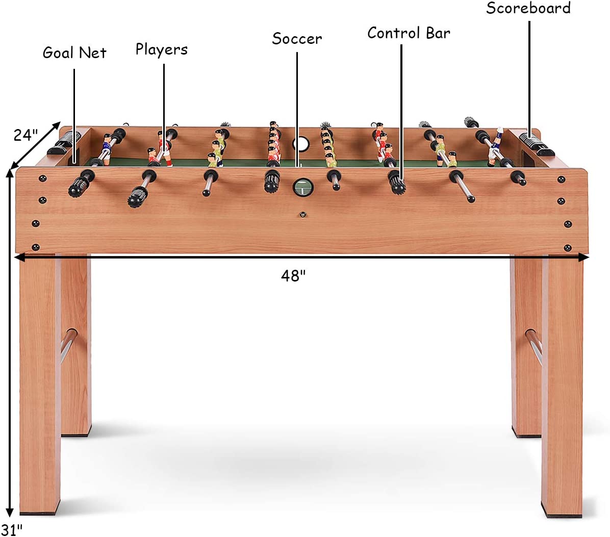 48” Foosball Table, Wooden Soccer Table - Asim's Sports